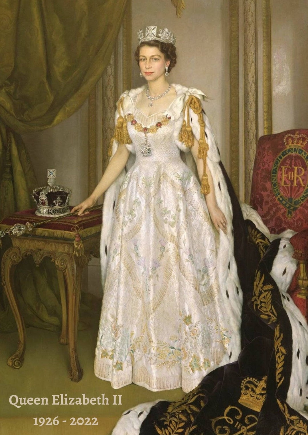 Queen Elizabeth II 1926 - 2022 Cross Stitch Pattern or Photoprint/iron ...