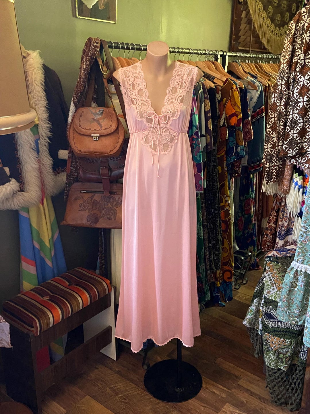 Novita Peachy Pink 70s Vintage Nightgown - Etsy