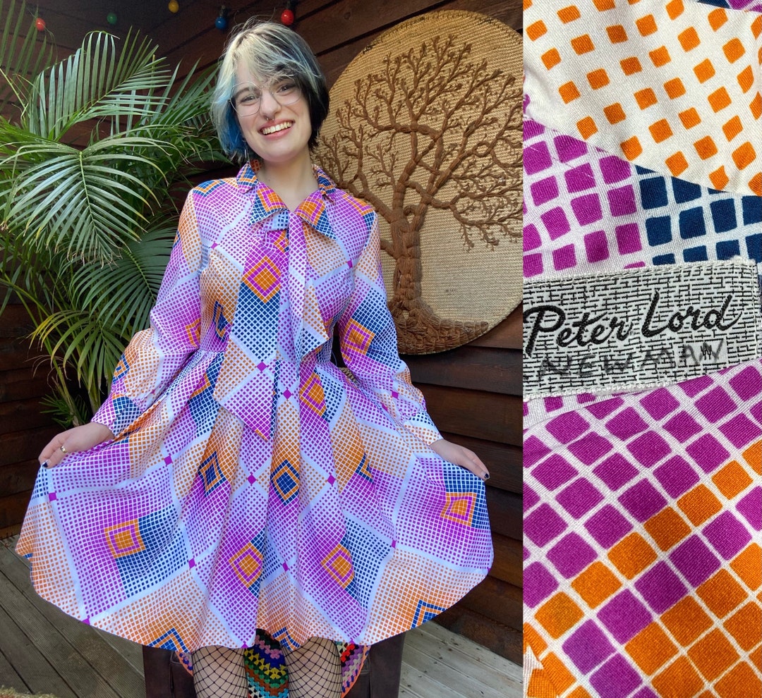 Peter Lord Retro 70s Vintage Psychedelic Print Dress - Etsy