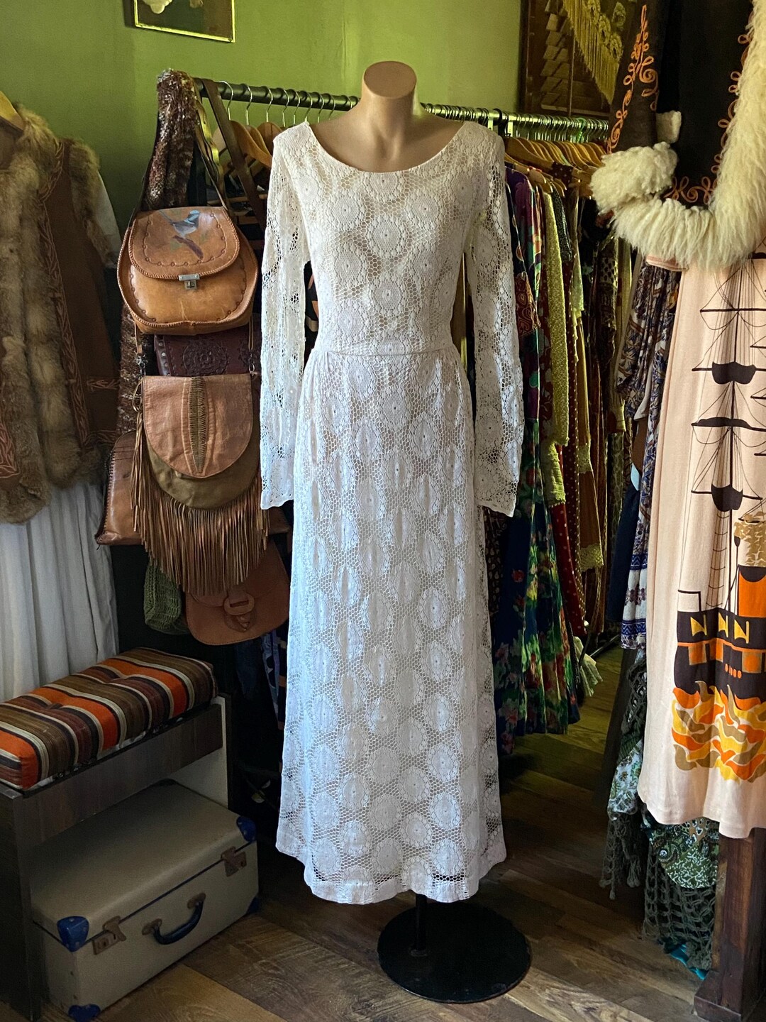 Beautiful Fully Crocheted 60s Vintage Bohemian Maxi Dress - Etsy