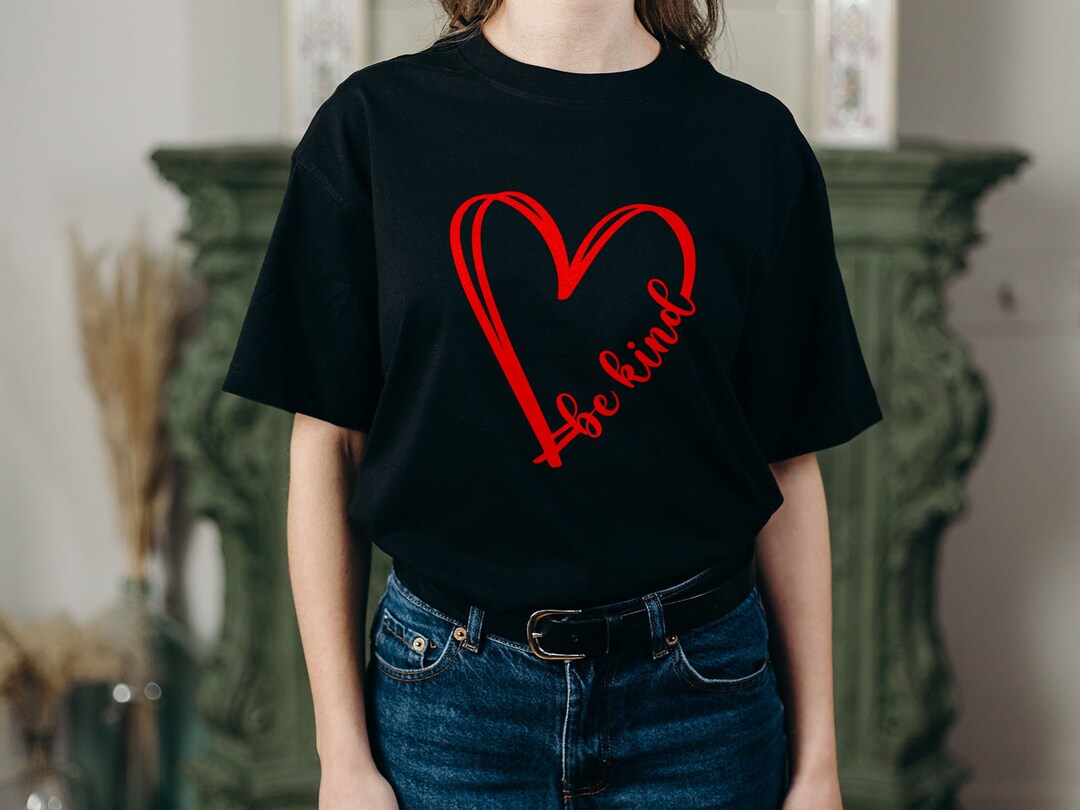 Spread Kindness in Style: "be Kind" Red Heart Design T-shirt ...