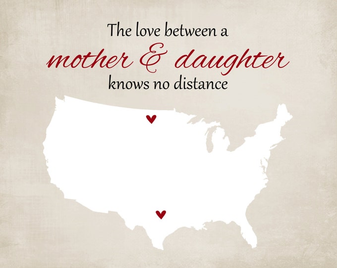 Gift for Mom, Mother's Day Grandma, Long Distance Map Print, From ...