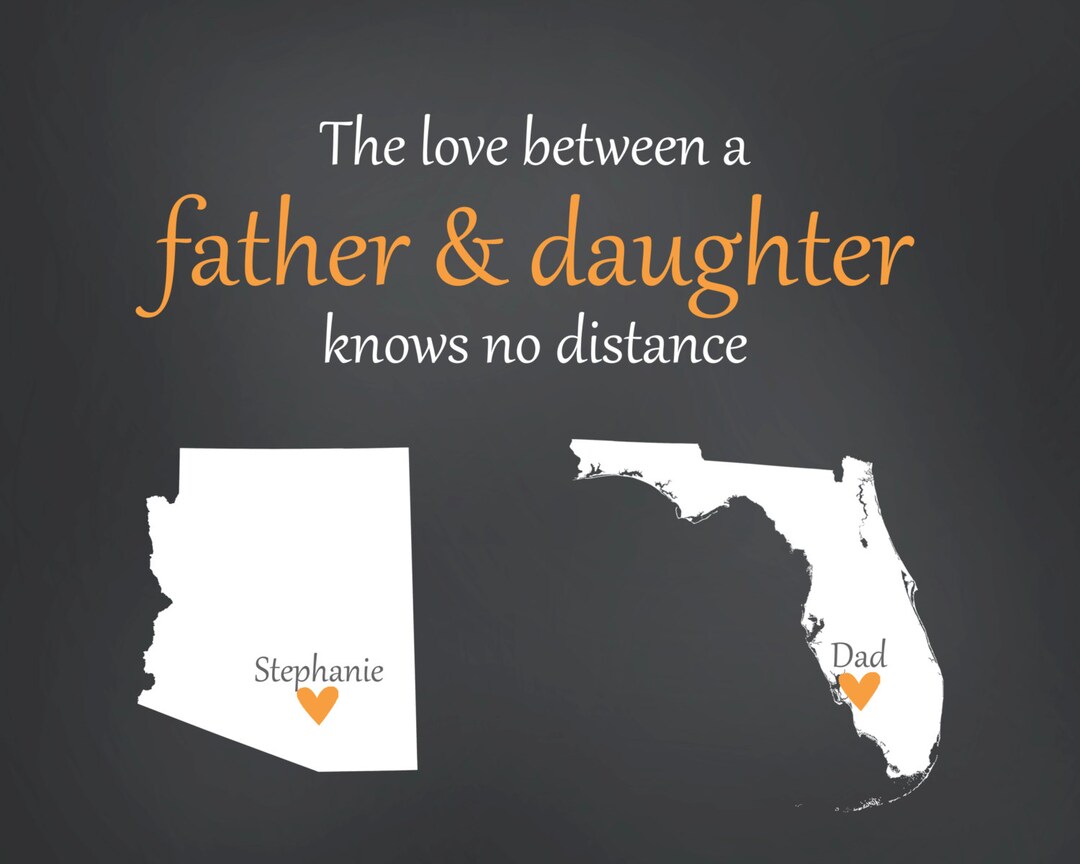 Love Knows No Distance, Long Distance Print, Gift for Dad From Daughter ...