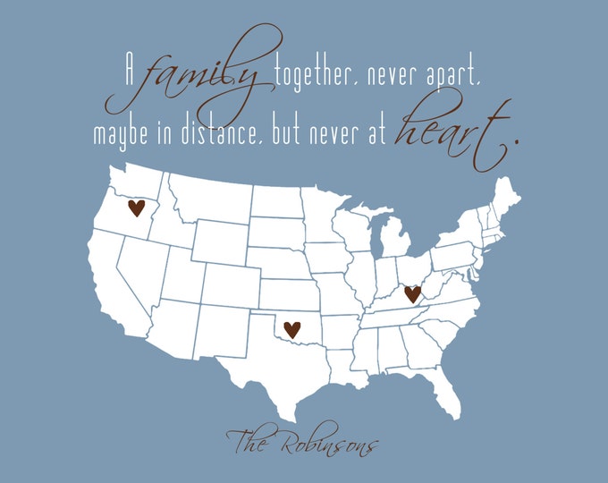 Family Long Distance Print Custom Print Gift Family, Friend, Mom, Dad ...
