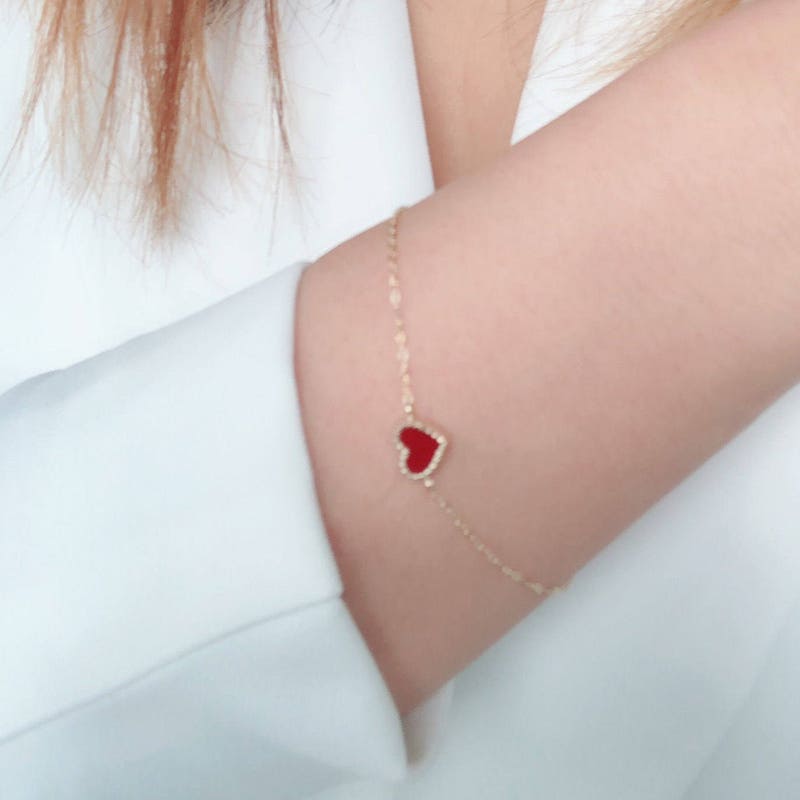 Red Heart Bracelet - Etsy