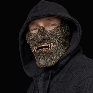 Scary Half Face Demon Mask Oni - Etsy
