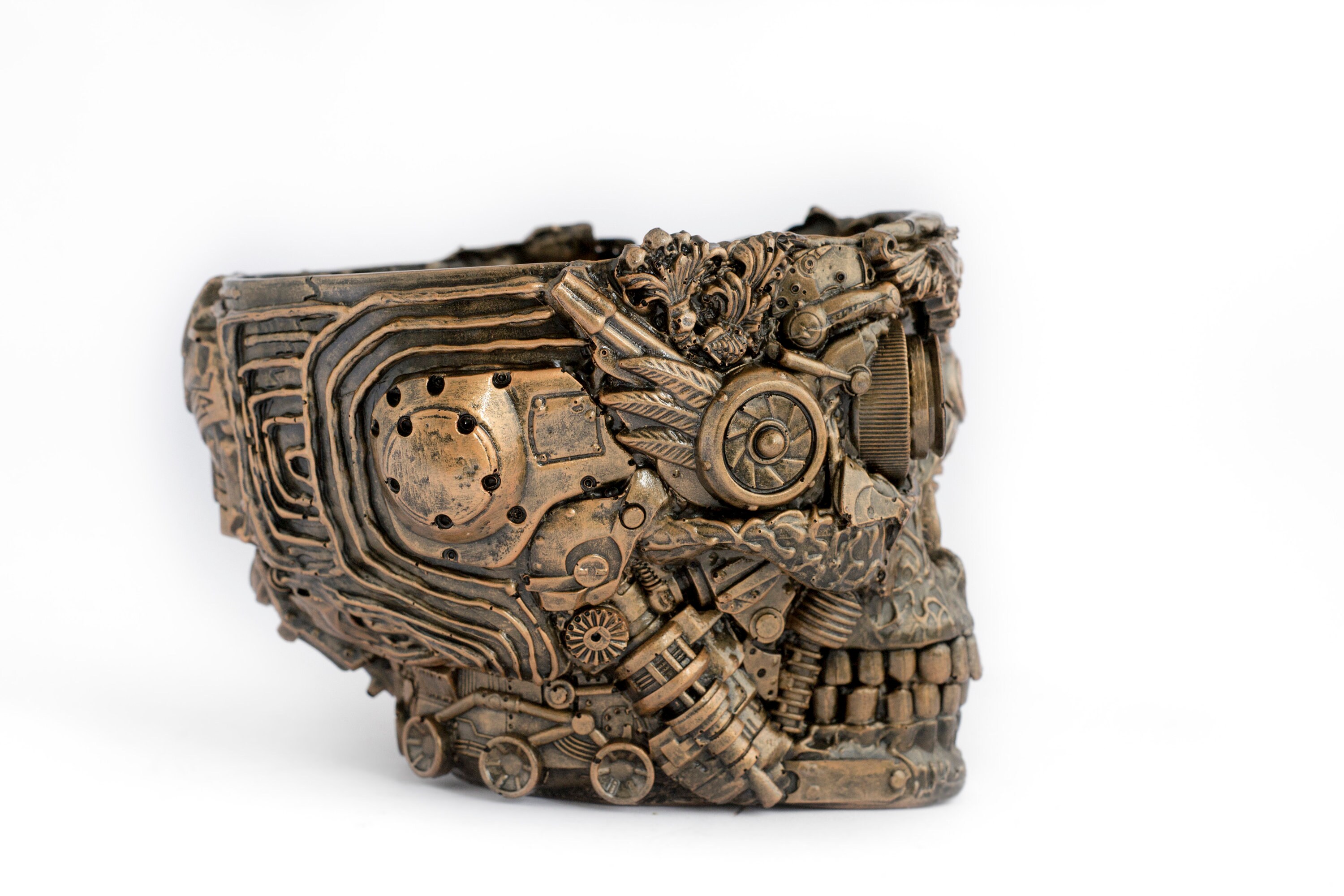 Halloween candy container Steampunk Skull Organizer Skull pot | Etsy