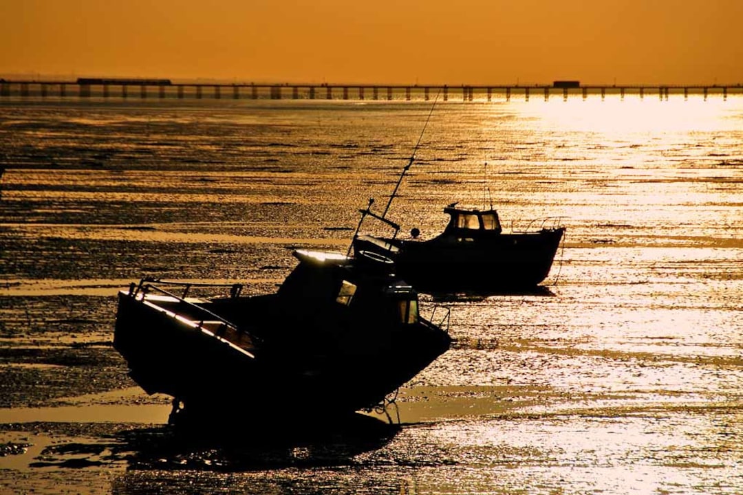Sunset Boats Thorpe Bay Southend en Sea Essex Inglaterra Paisaje ...