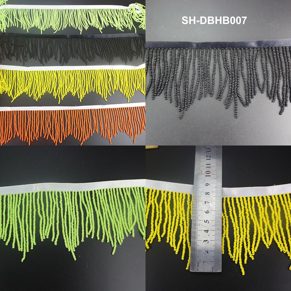 Free Shipping 4 Colors 1 Yard Handmade Wave Shape Tassel Trim Glass ...