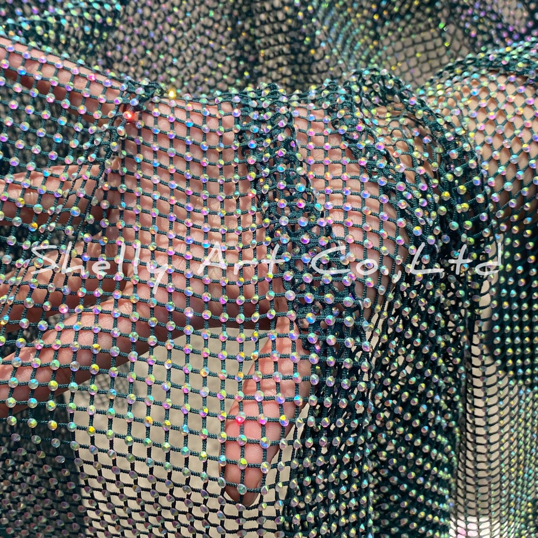 120120cm 3MM Shiny Rhinestone Mesh Stretchable Rhinestone Fabric ...