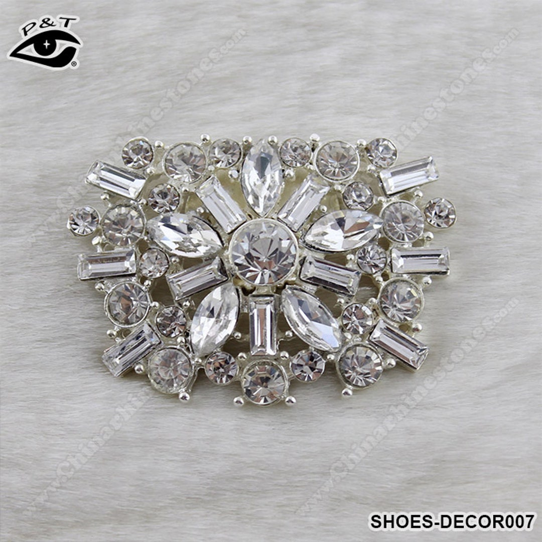 5CM Rhinestone Clips Crystal Decorations Shoes Clips Bridal Wedding ...