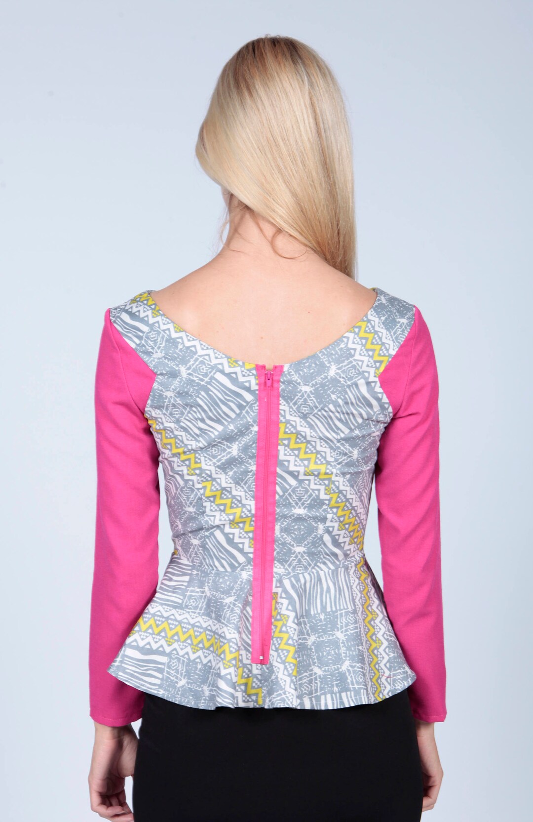 African Print Peplum Top, Ankara Print Top, Pink Print Top, Women's Top ...