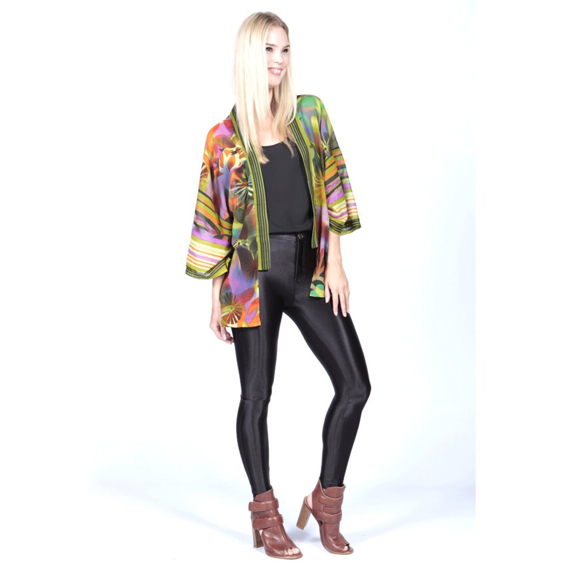 Print Kaftan Jacket, Beachware, Colourful Patterned Kaftan, Print ...