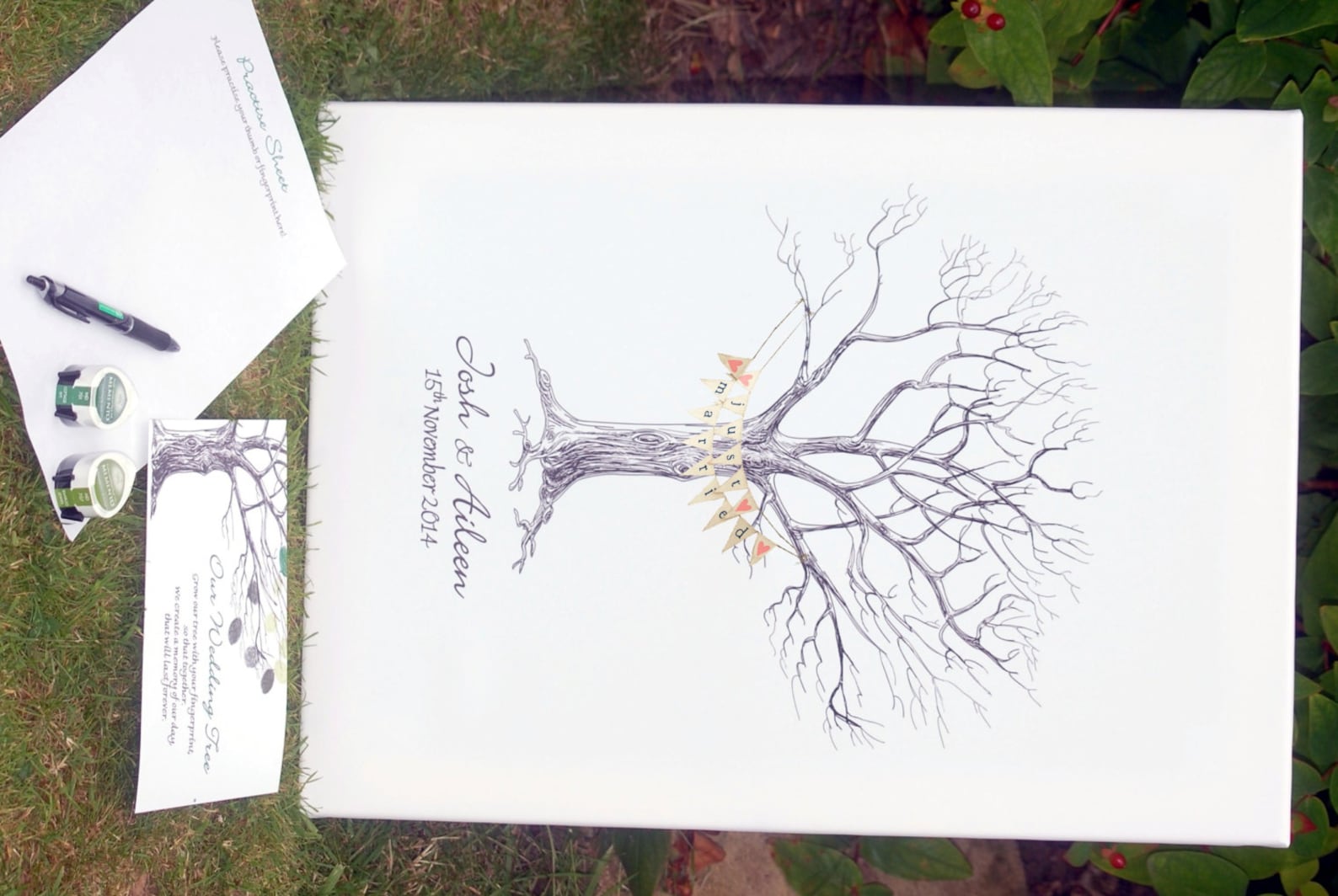 Wedding Fingerprint Tree WITH BUNTING | Etsy UK