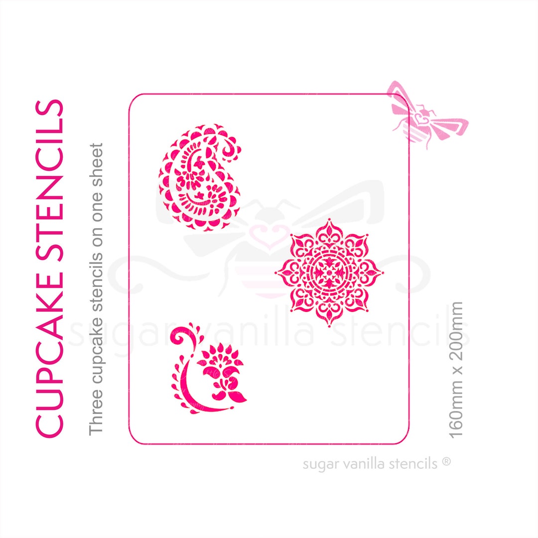 Mehndi Cupcake Stencil, Mendi Cupcake, Mehndi Stencil, Mandala Cupcake ...