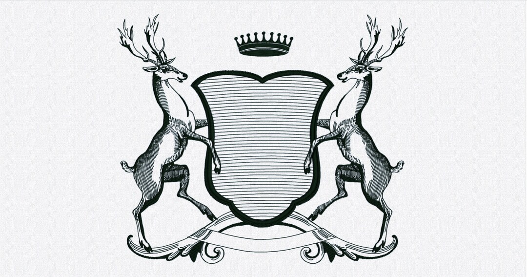 Monogram Crest With Stags Embroidery Design for Machine Embroidery ...