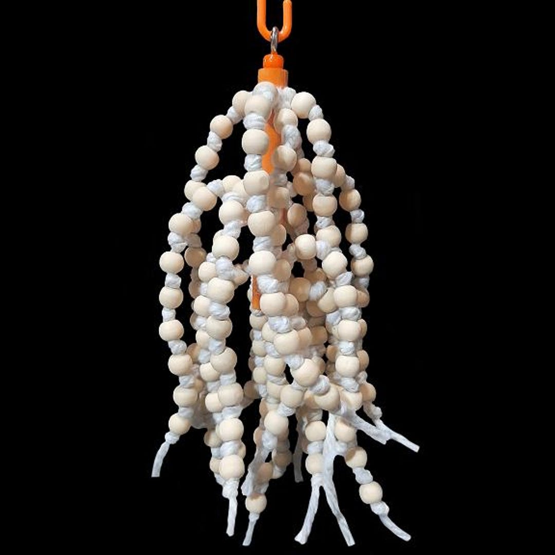 String of Pearls Bird Toy | Wood Bead Parrot Toy | Beaded Bird Toy for ...