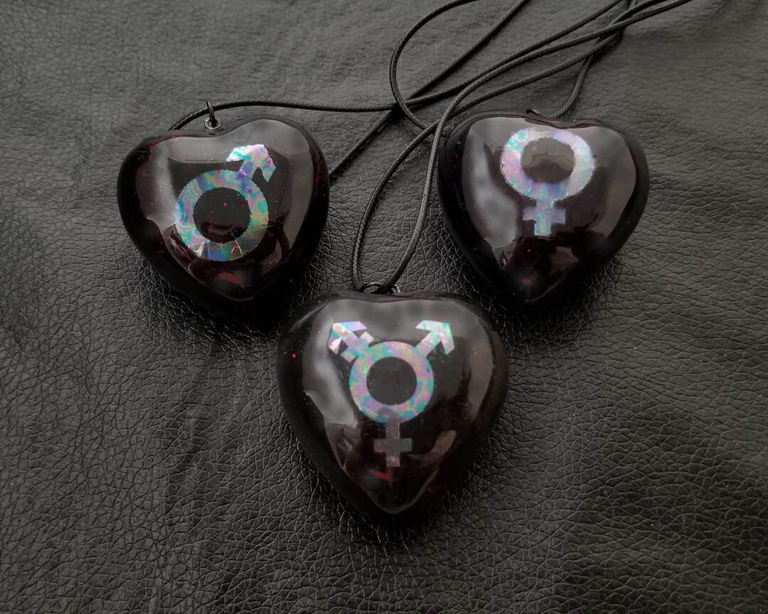Choose GENDER Symbol Necklace Male Female Transgender Resin Heart ...