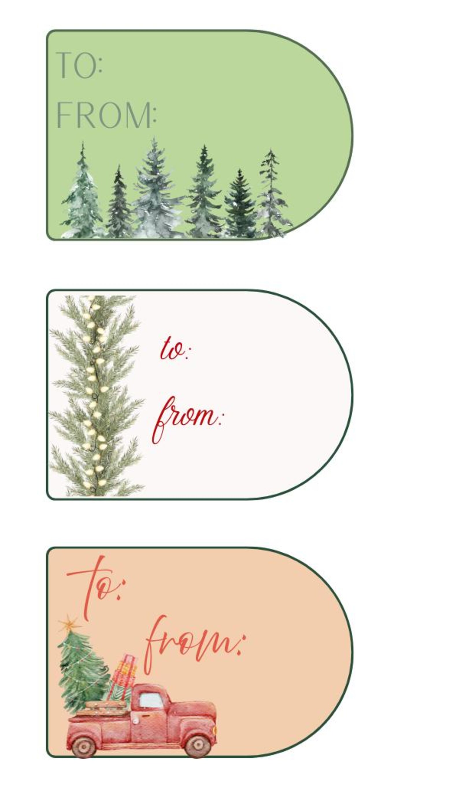 Personalized To/from Christmas Gift Tags, Includes Standard and Large ...
