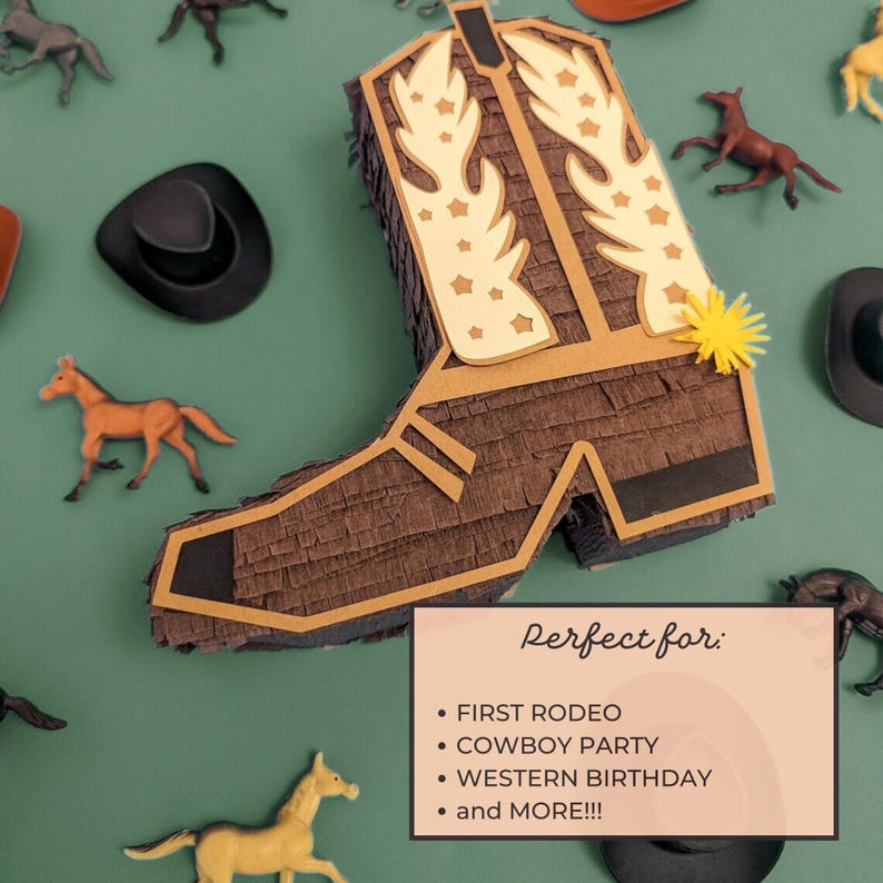 Cowboy Boot Mini Piñata: First Rodeo Birthday Party Favor (1) - Etsy