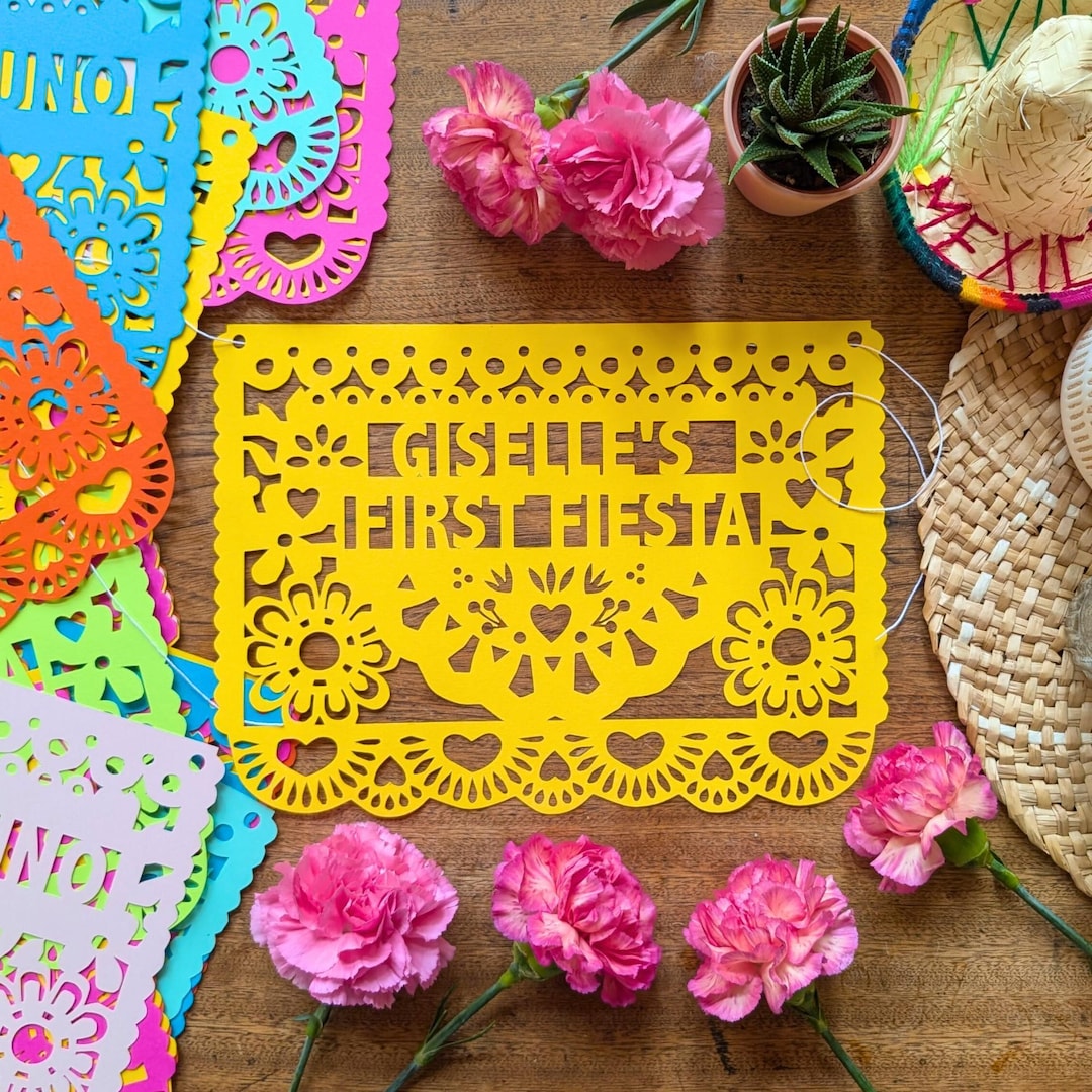 Custom First Fiesta Papel Picado Banner, Personalized Papel Picado ...