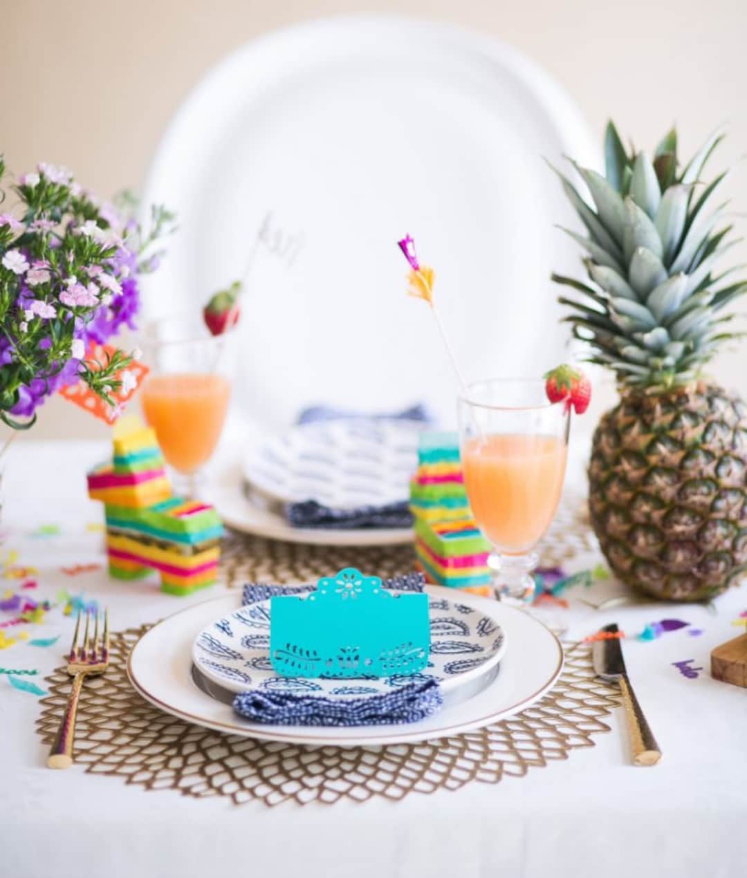 Seating Cards 12, Papel Picado Seat Cards, Fiesta Birthday Decoration ...