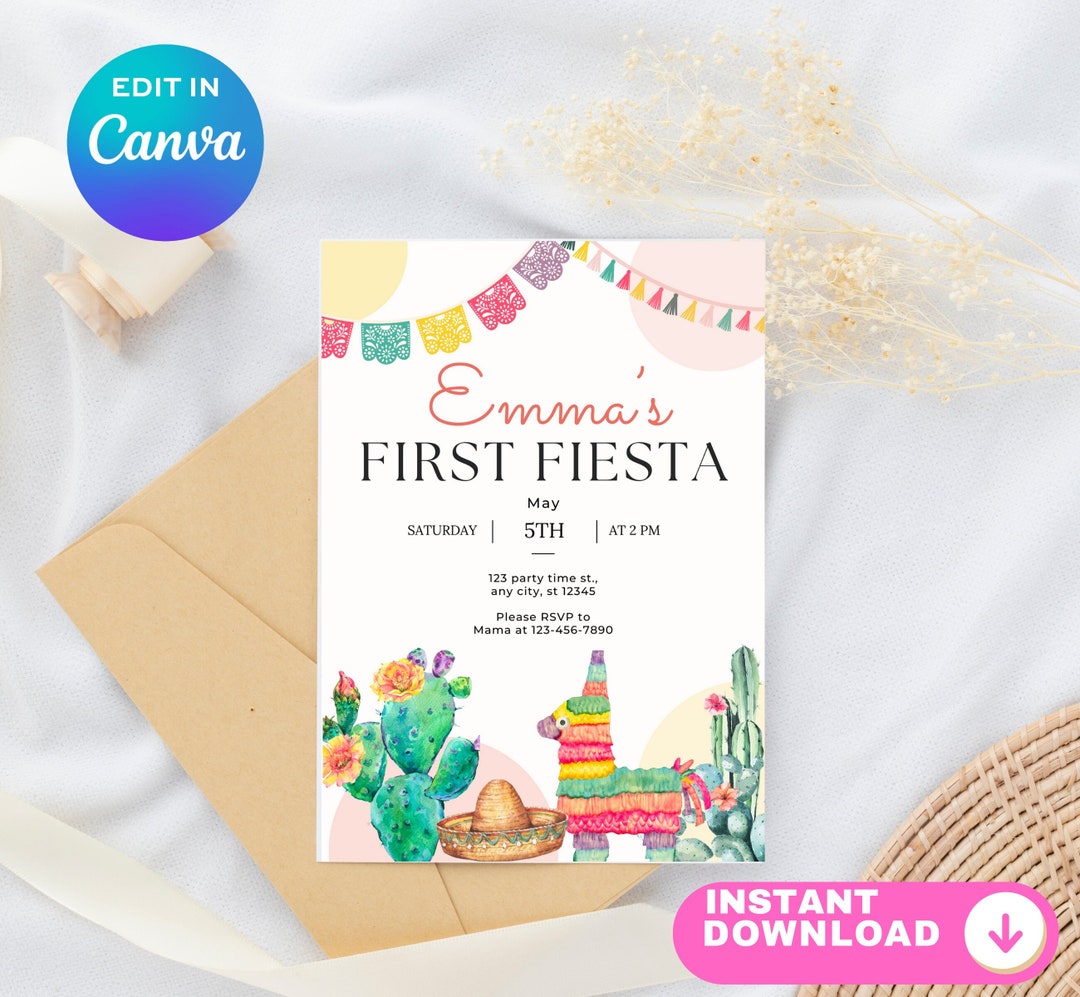 Fiesta Invitation, First Fiesta Invite, Fiesta Birthday Invitation ...