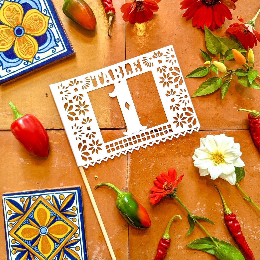 Papel Picado Table Numbers: Otomi Fiesta Wedding Decor - Etsy