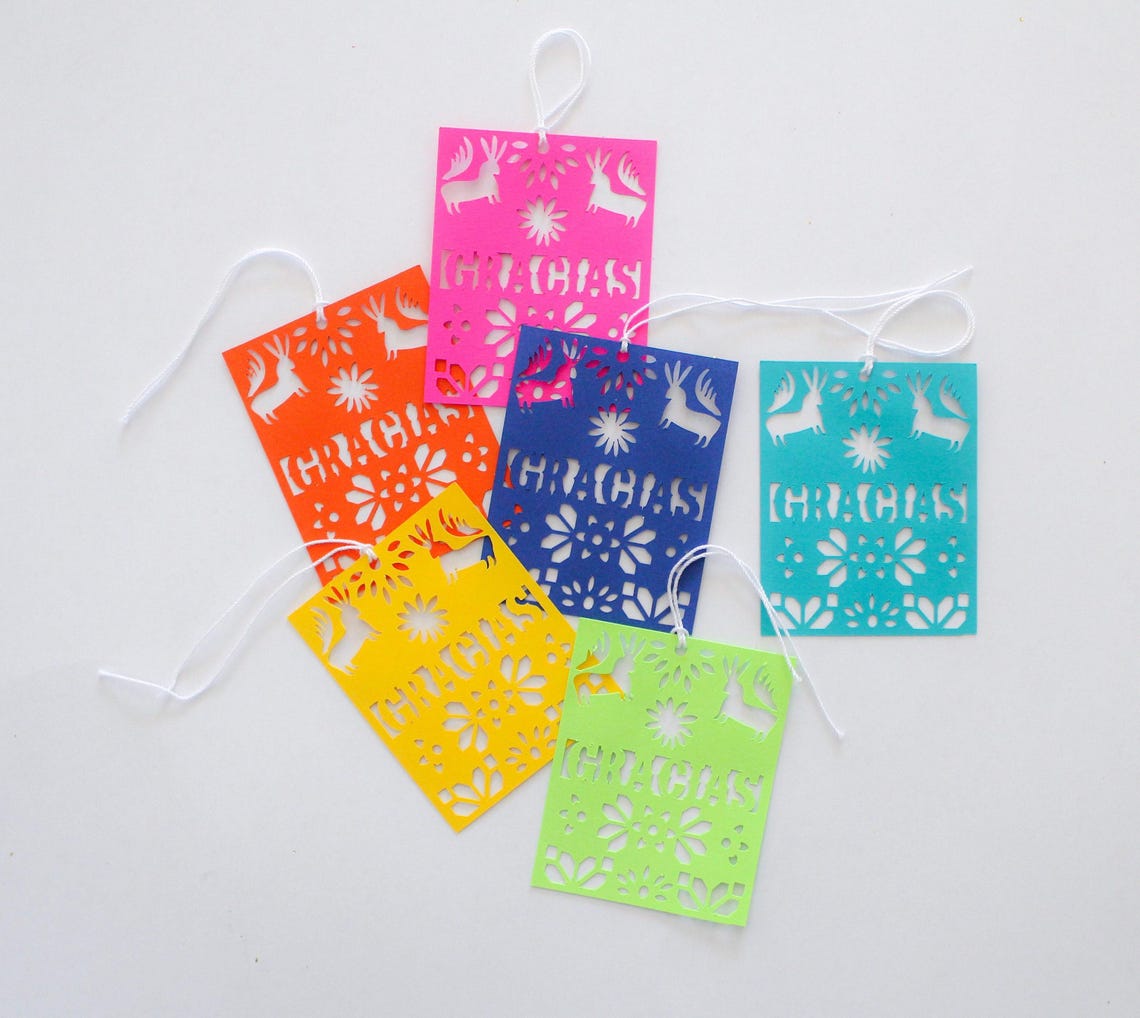 Papel Picado Gift Tags: Custom Otomi Style Party Favors - Etsy
