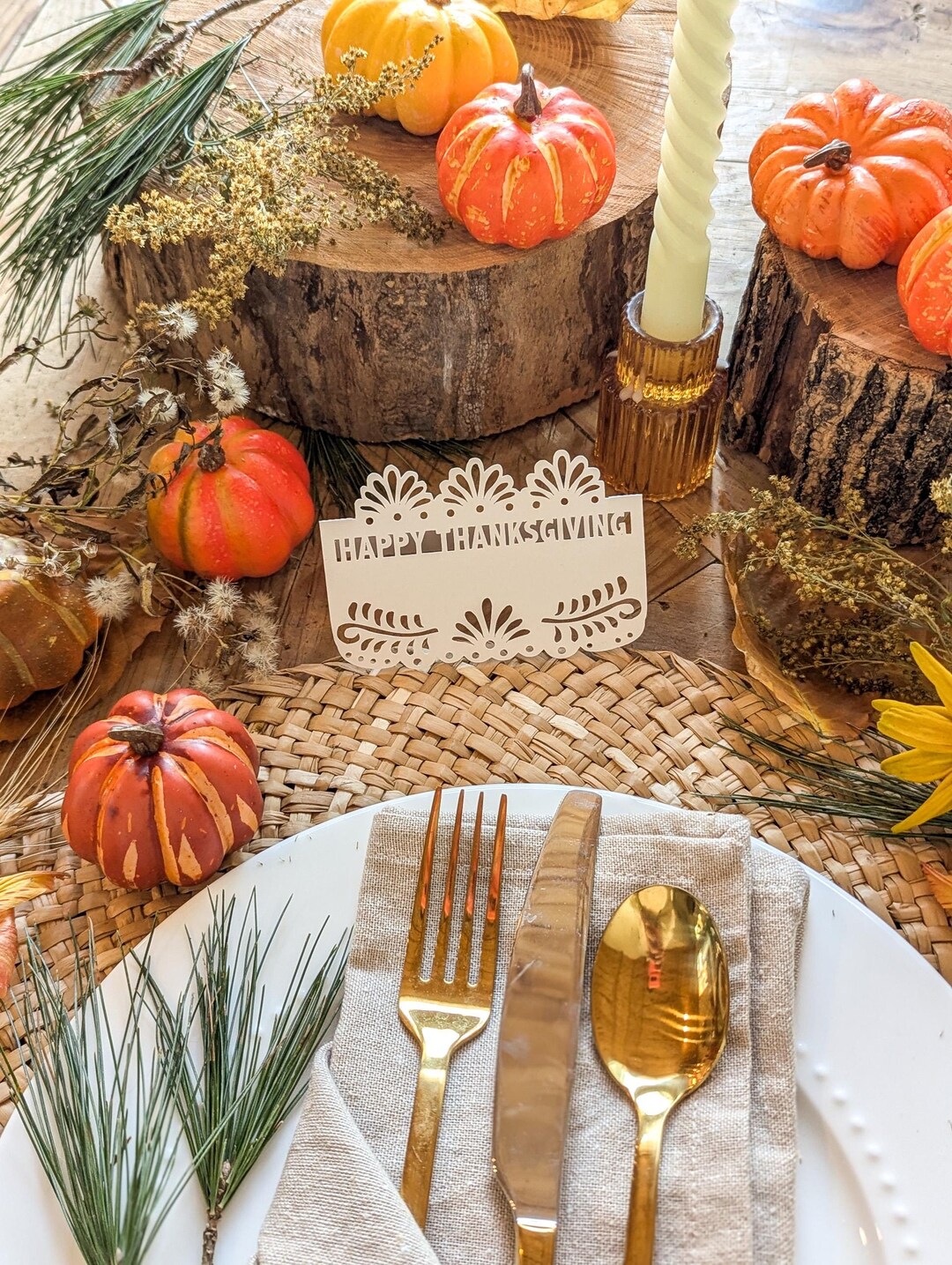 Thanksgiving Seating Cards, Seat Chart, Rustic Holiday Seat Card, Happy ...