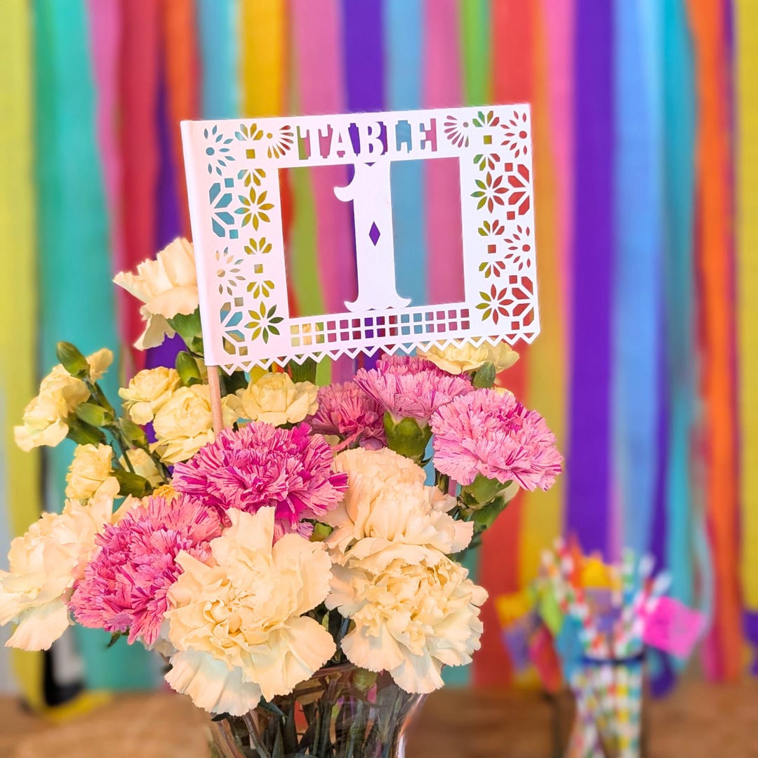 Papel Picado Table Numbers | Otomi Wedding Decor | Fiesta Wedding ...
