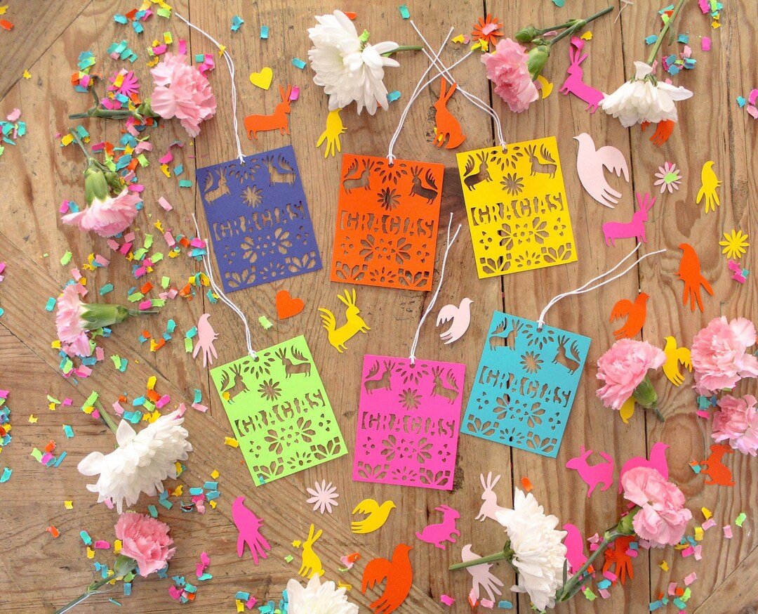 Papel Picado Gift Tags: Custom Otomi Style Party Favors - Etsy