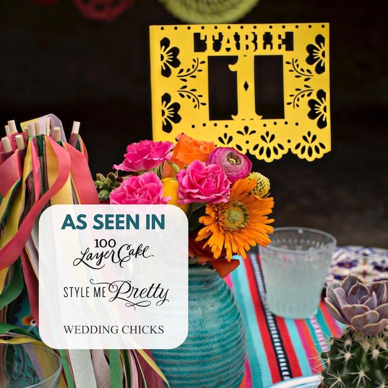 Papel Picado Table Numbers | Fiesta Centerpieces | Destination Wedding ...