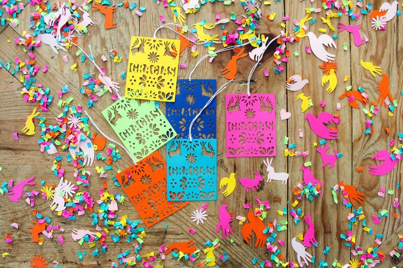 Papel Picado Gift Tags: Custom Otomi Style Party Favors - Etsy