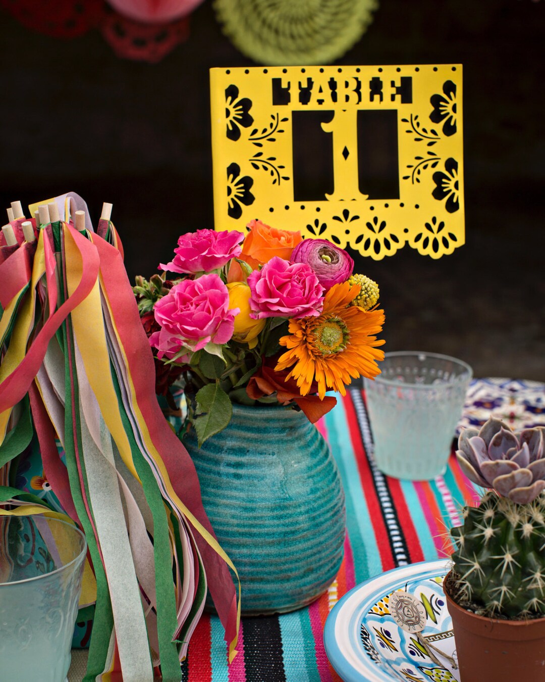 Papel Picado Table Numbers | Fiesta Centerpieces | Destination Wedding ...