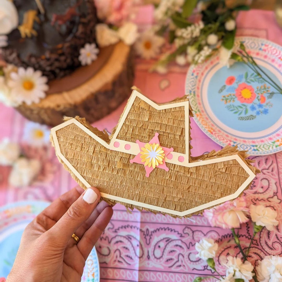 Cowboy Hat Mini Pinata (1) | First Rodeo Girl Birthday | Birthday Treat ...