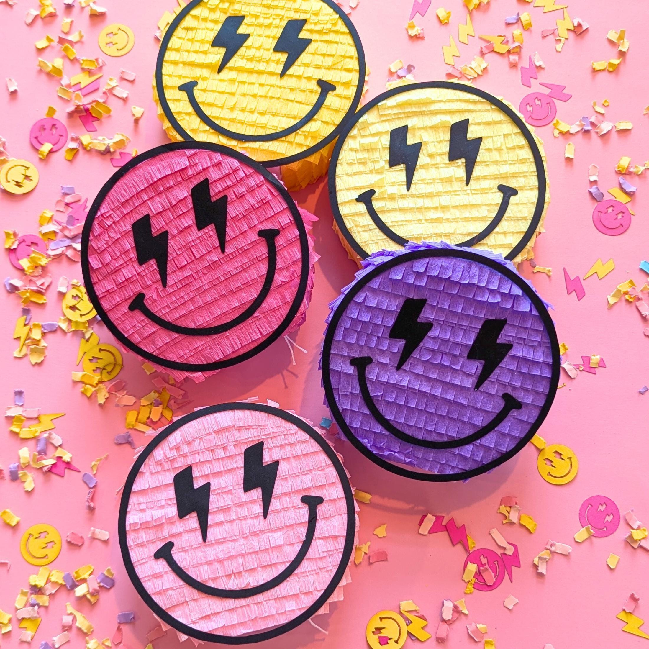 Happy Face Mini Pinata: Y2K Party Favor, Lightning Bolt Eyes - Etsy