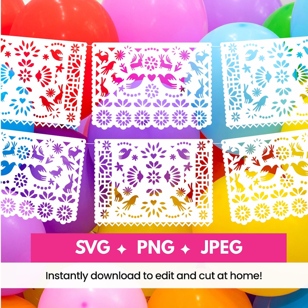 Papel Picado Fiesta Banner SVG: Otomi Design Cut File (digital Download ...