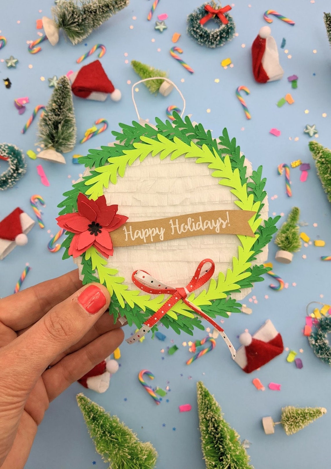 Wreath Ornament 1 Mini Piñata Christmas Ornament Holiday - Etsy Canada