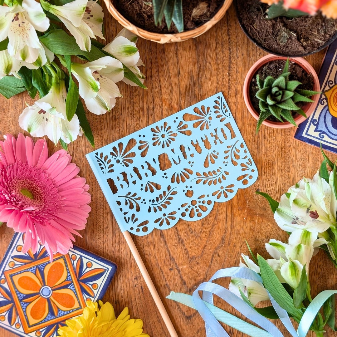 Personalized Papel Picado Flags: Blue Talavera Fiesta Decoration - Etsy