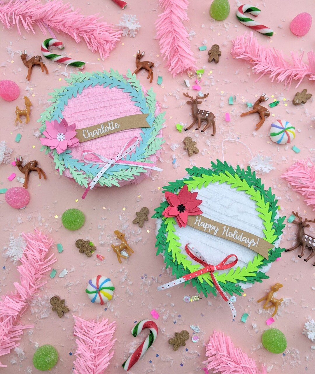 Wreath Ornament 1 Mini Piñata Christmas Ornament Holiday - Etsy Canada