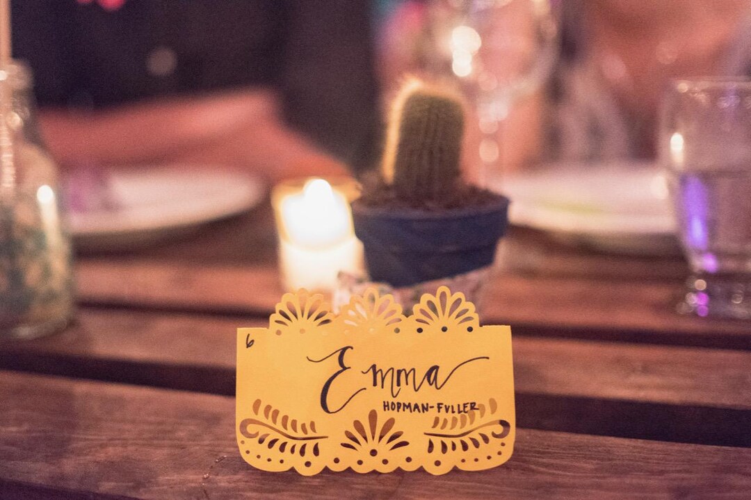 Rustic Wedding Seating Cards set of 12, Seat Chart, Papel Picado Seat ...