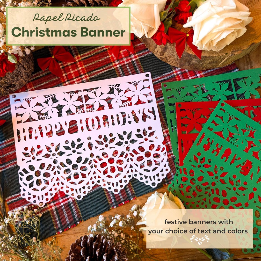 Custom Papel Picado Christmas Banner, Merry Christmas Banner, Christmas ...