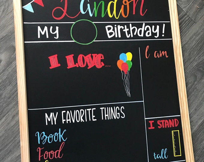 Reusable Hand Painted Birthday Chalkboard| Birthday Chalkboard - Etsy