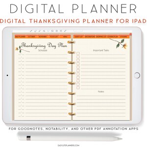 Thanksgiving Planner, Digital Planner, Goodnotes Planner, Stickers for ...