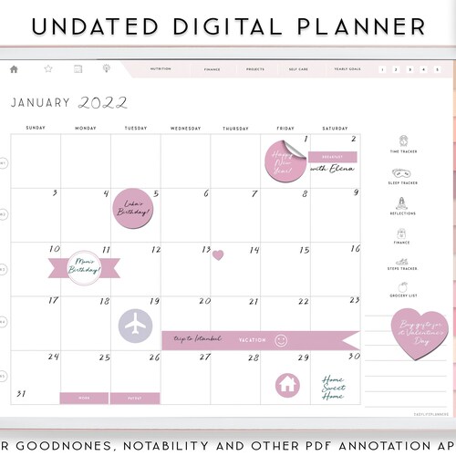 Undated Digital Planner Binder Goodnotes Planner Notability - Etsy