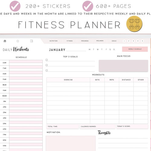 Digital Workout Planner for Goodnotes Notability Workout | Etsy
