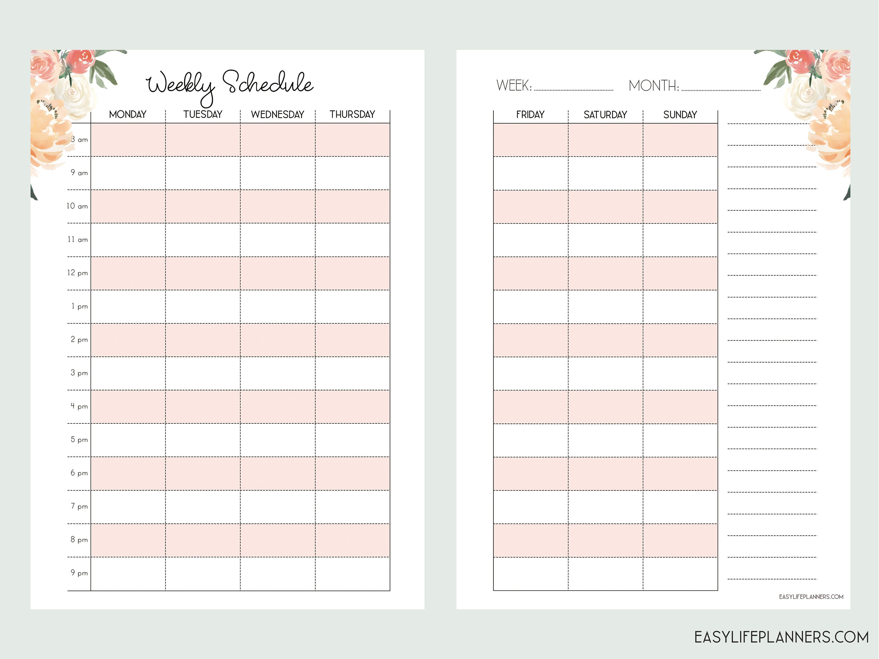Hourly Planner Printables Printable Word Searches
