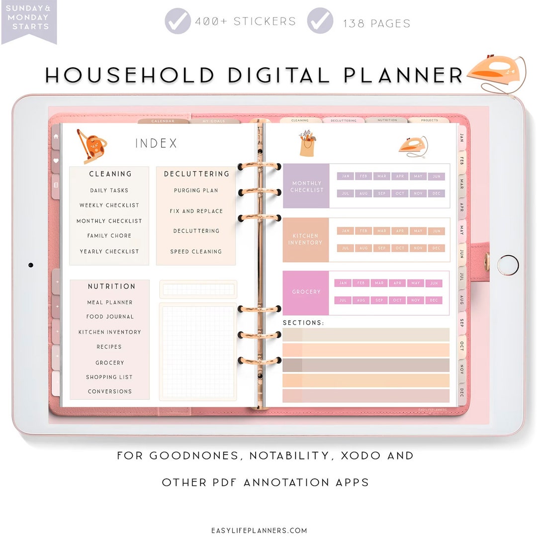 Digital Household Planner, Notability Planner, Xodo Planner, Cleaning ...