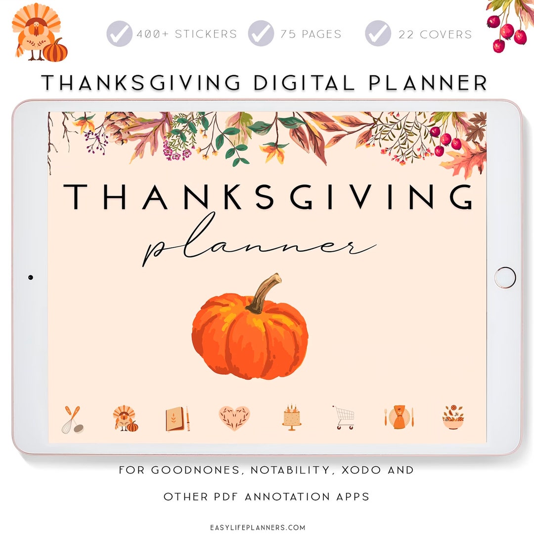Thanksgiving Planner, Digital Planner Notability Planner Goodnotes ...